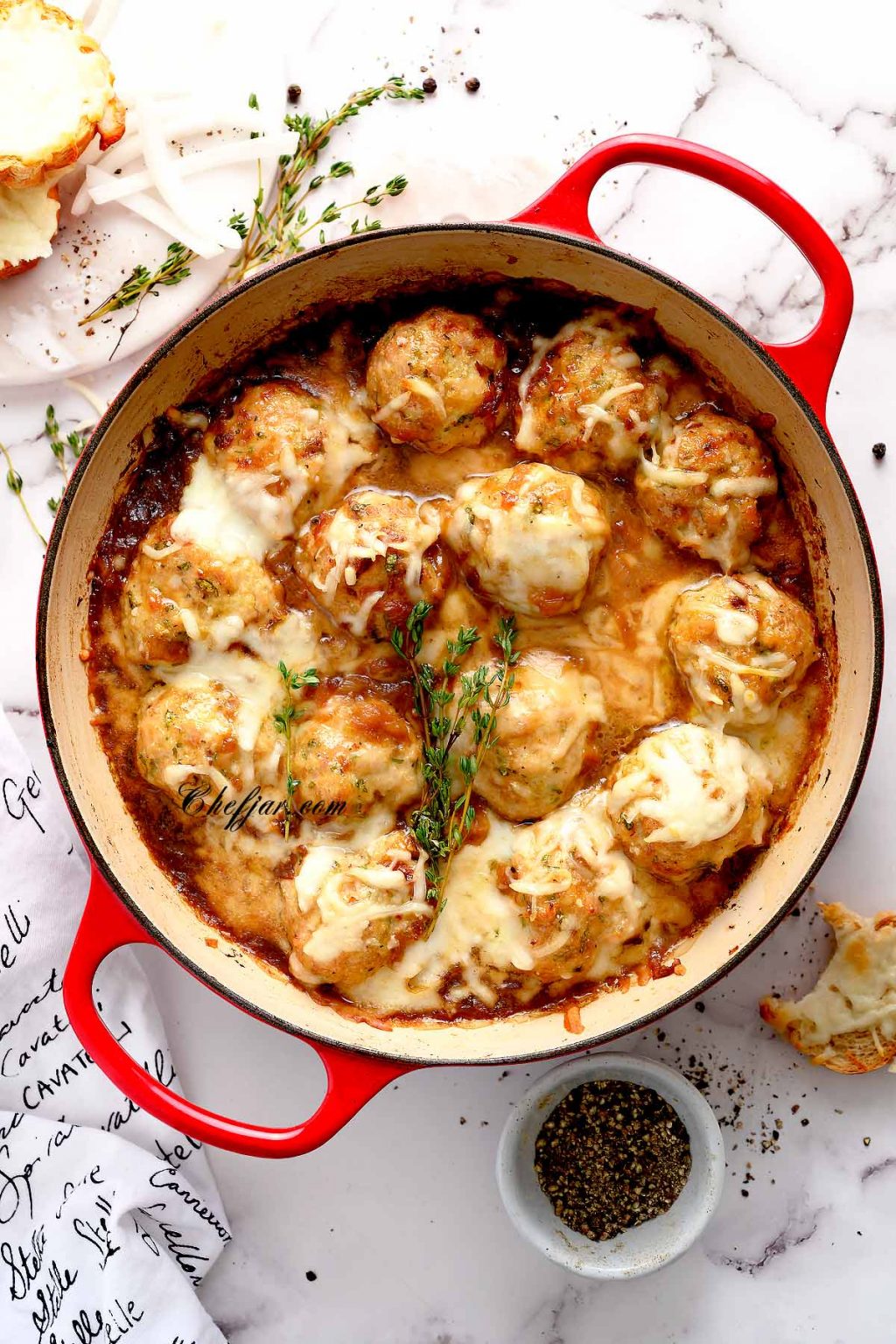 Baked French Onion Meatballs - Chefjar